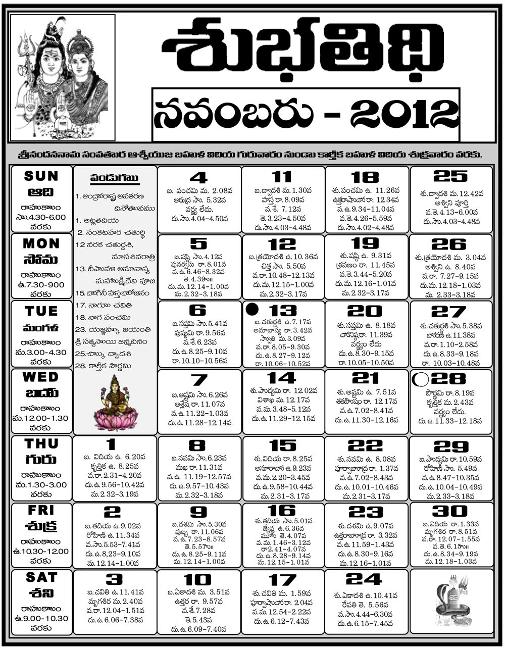 Telugu Calendar 2012 Telugu Calendar 2011 Telugu Calendar 2010