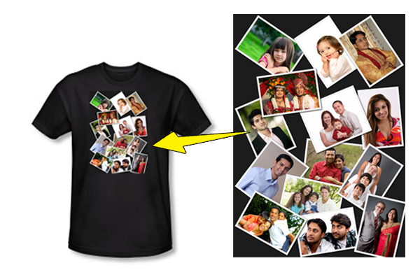Collage-Tshirt-Black | Tshirt-with-collage-of-15-20-photos.Size-of-printi